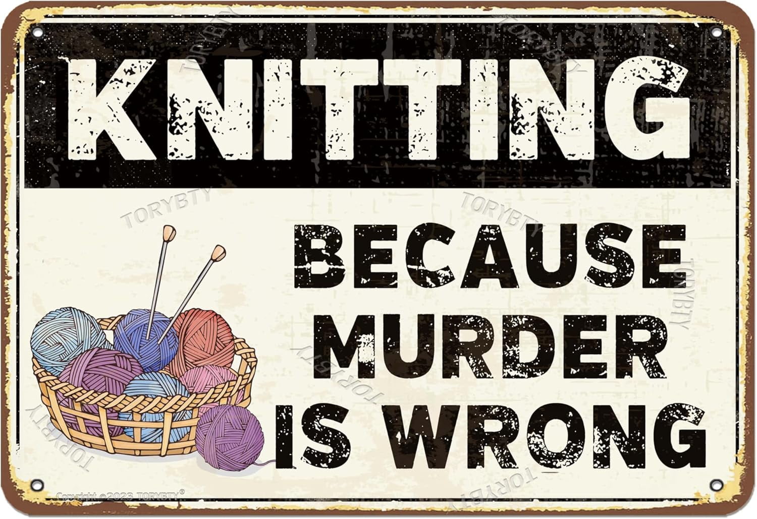 Knitting Because Murder Is Wrong Retro Look Iron Decoration Crafts Sign ...