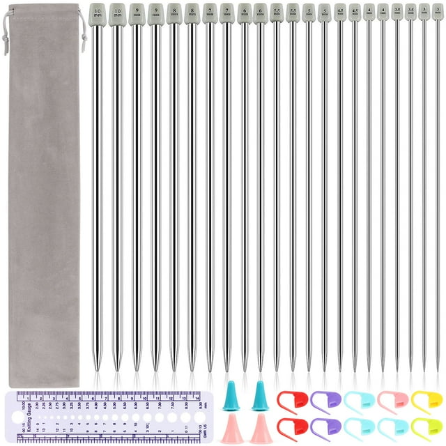 Walmart Knitting Needle Set, Beginners 3mm-10mm, 11 Pairs Straight ...