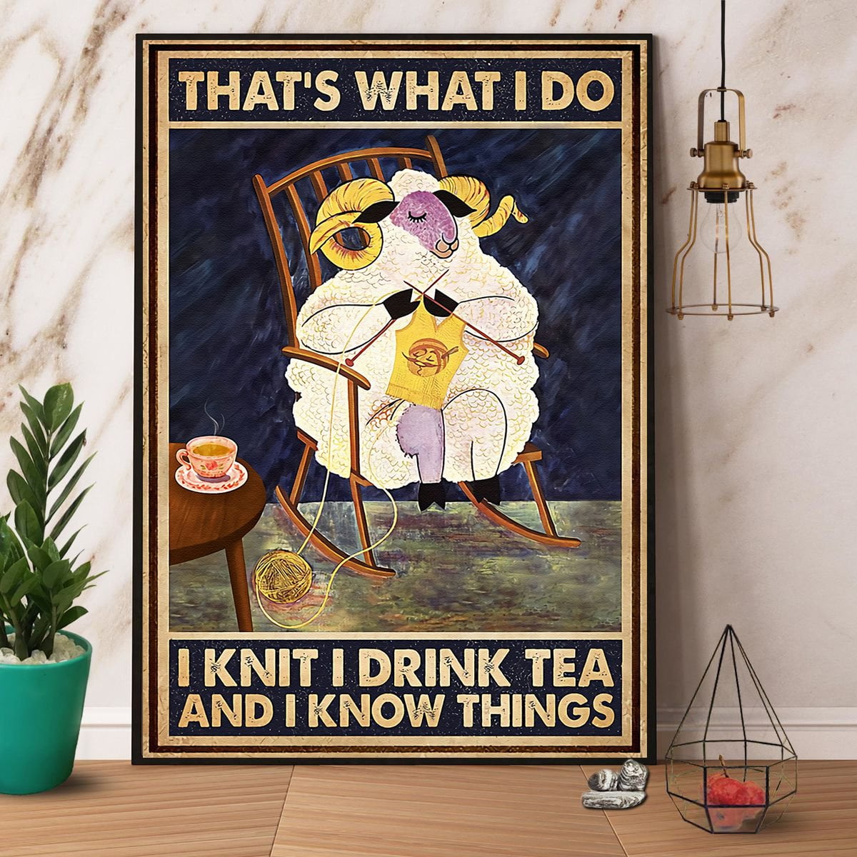 Knitting Sheep I Kinit I Drink Tea And I Know Things Paper Poster No Frame Matte Wall Art Decor ...