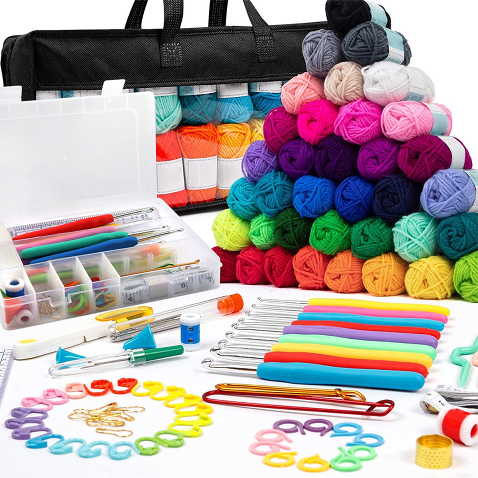 Knitting Supplies Set Crochet Starters Kit for Adults with Crochet Yarn ...