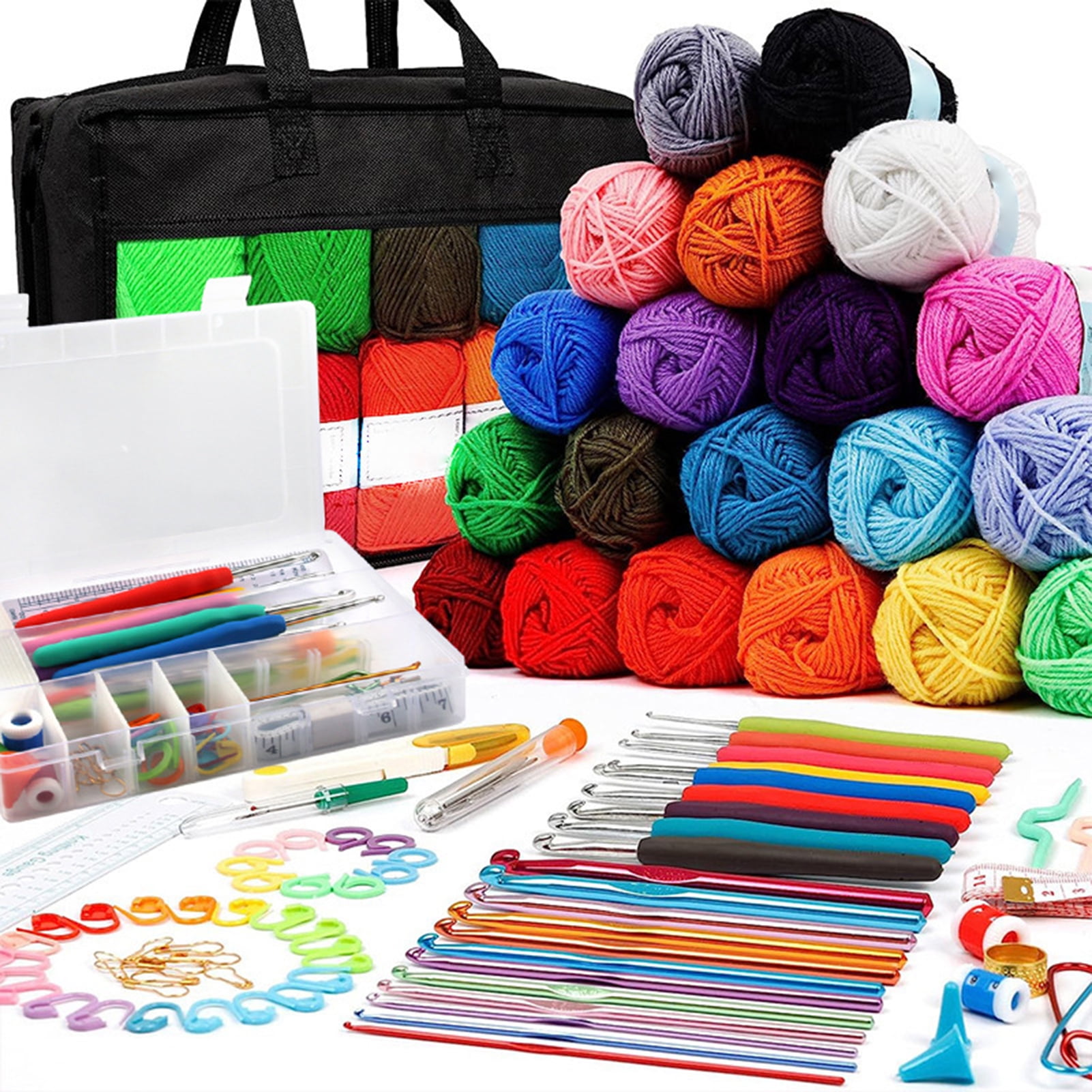 Knitting Supplies Set Crochet Starters Kit for Adults with Crochet Yarn ...