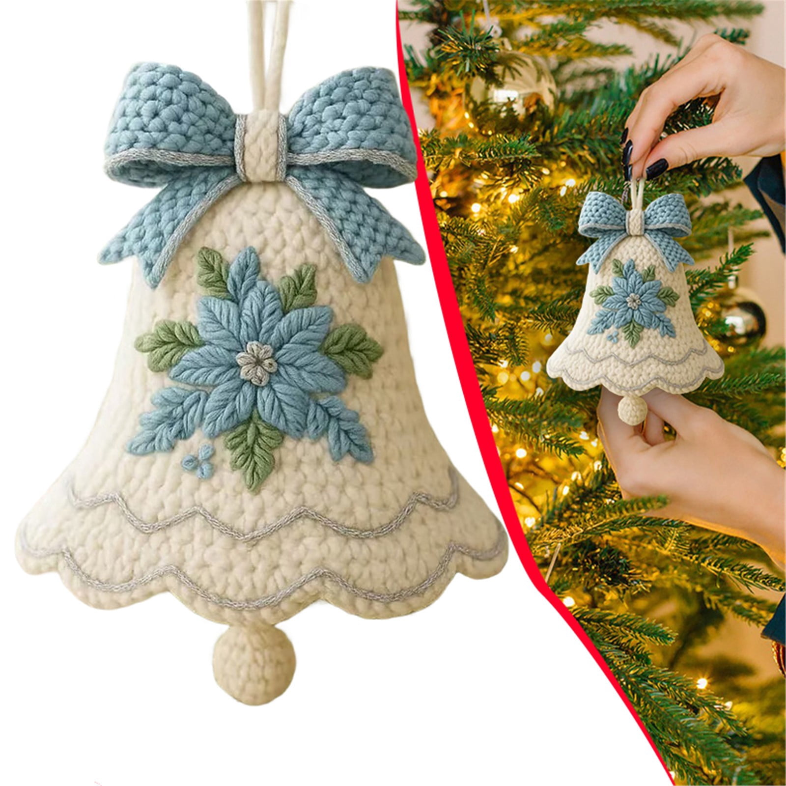 Knitting Yarn,Crochet Christmas Bell Ornament Kit DIY Crochet Christmas ...