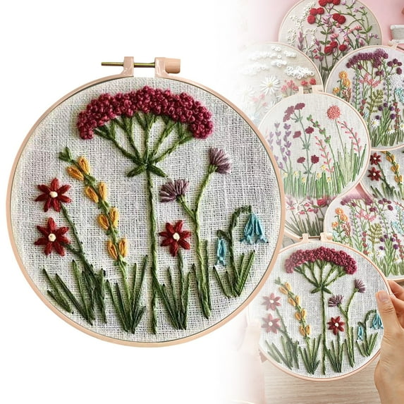 Knitting Yarn,Embroidery Flower Kit For Beginners | DIY Hand Embroidery ...