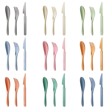 Reusable Utensils Set with Case, Plastic Cutlery Set Forks Spoon ...