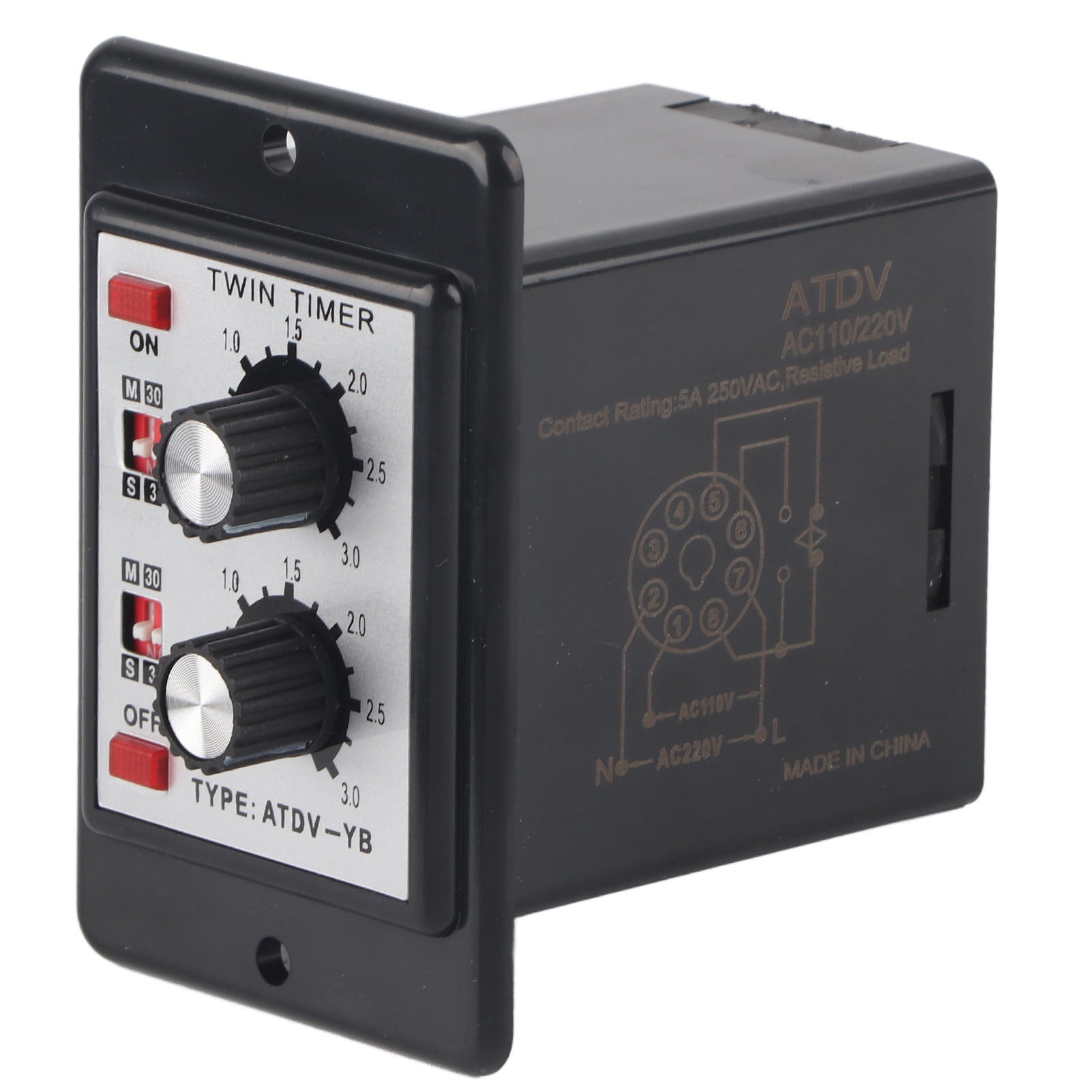 Knob Control Time Switch Relay On Off Twin Timer Relay ATDV YB AC110v ...