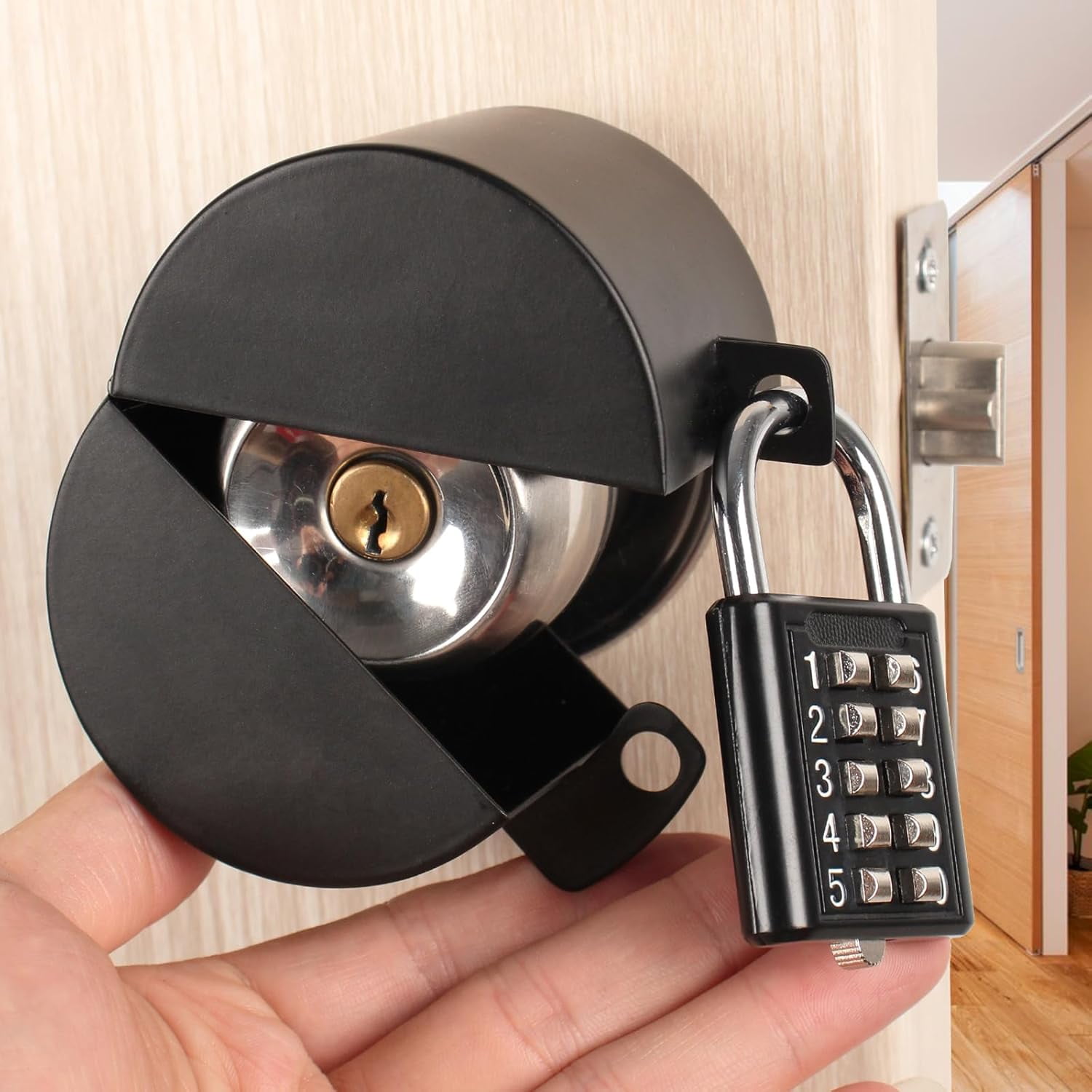 Knob Lock,Metal (Black) Apply to Door Lockout Device，Prevents Turning ...