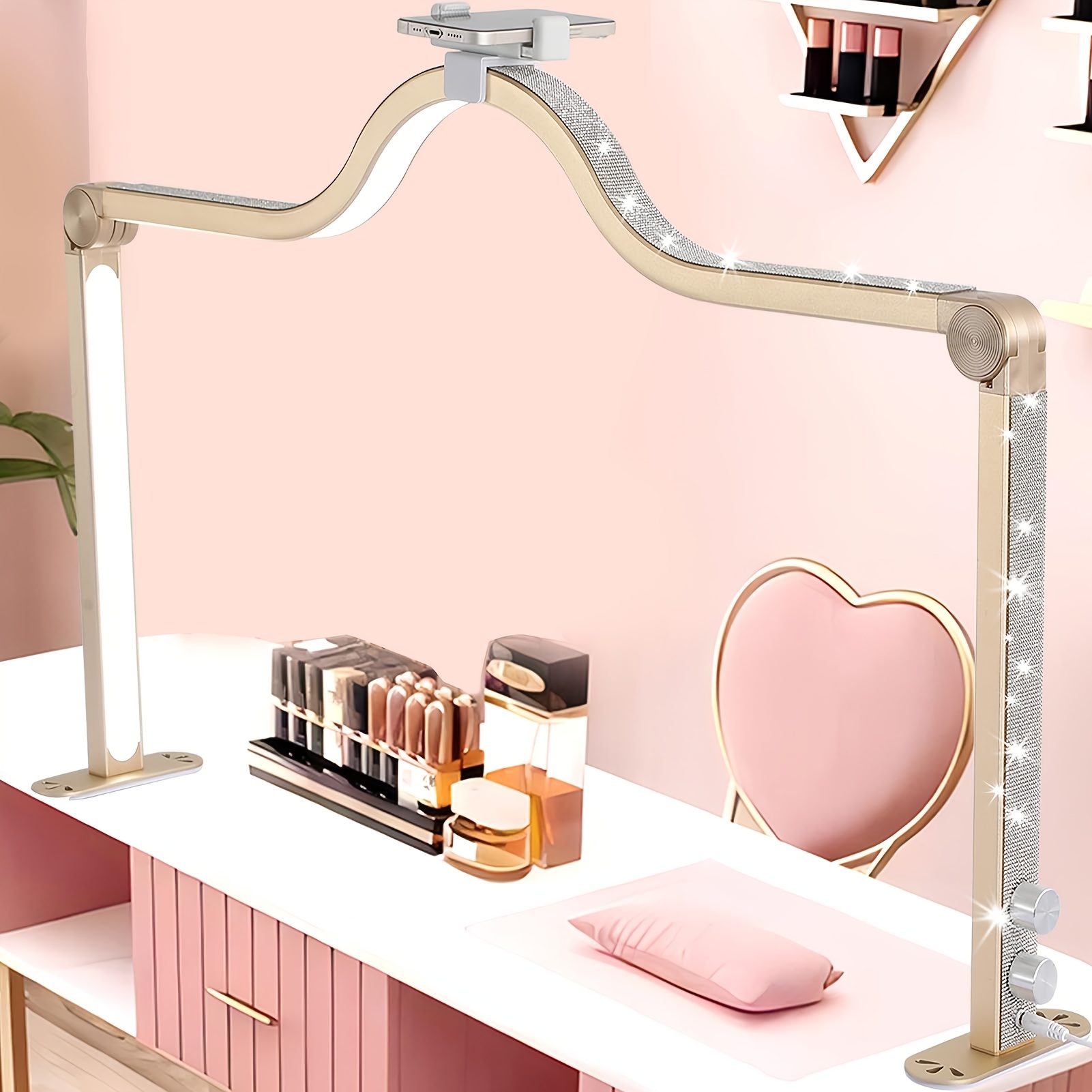 Knob Type Half Moon Lamp Beauty Salon Eyelash Extension Desk Fill Light ...