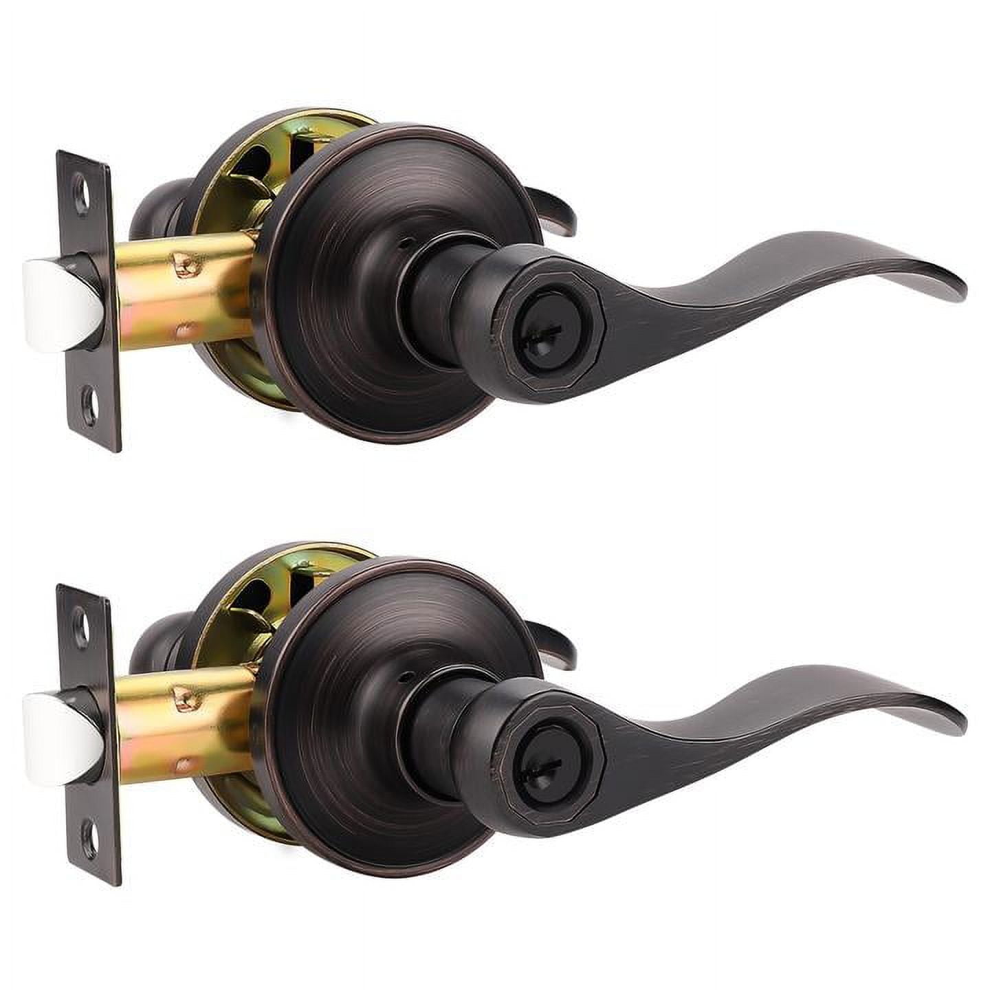 Knobelite (2 Pack Keyed Alike Entry Door Lever [Lock with 3 Combo Keys ...
