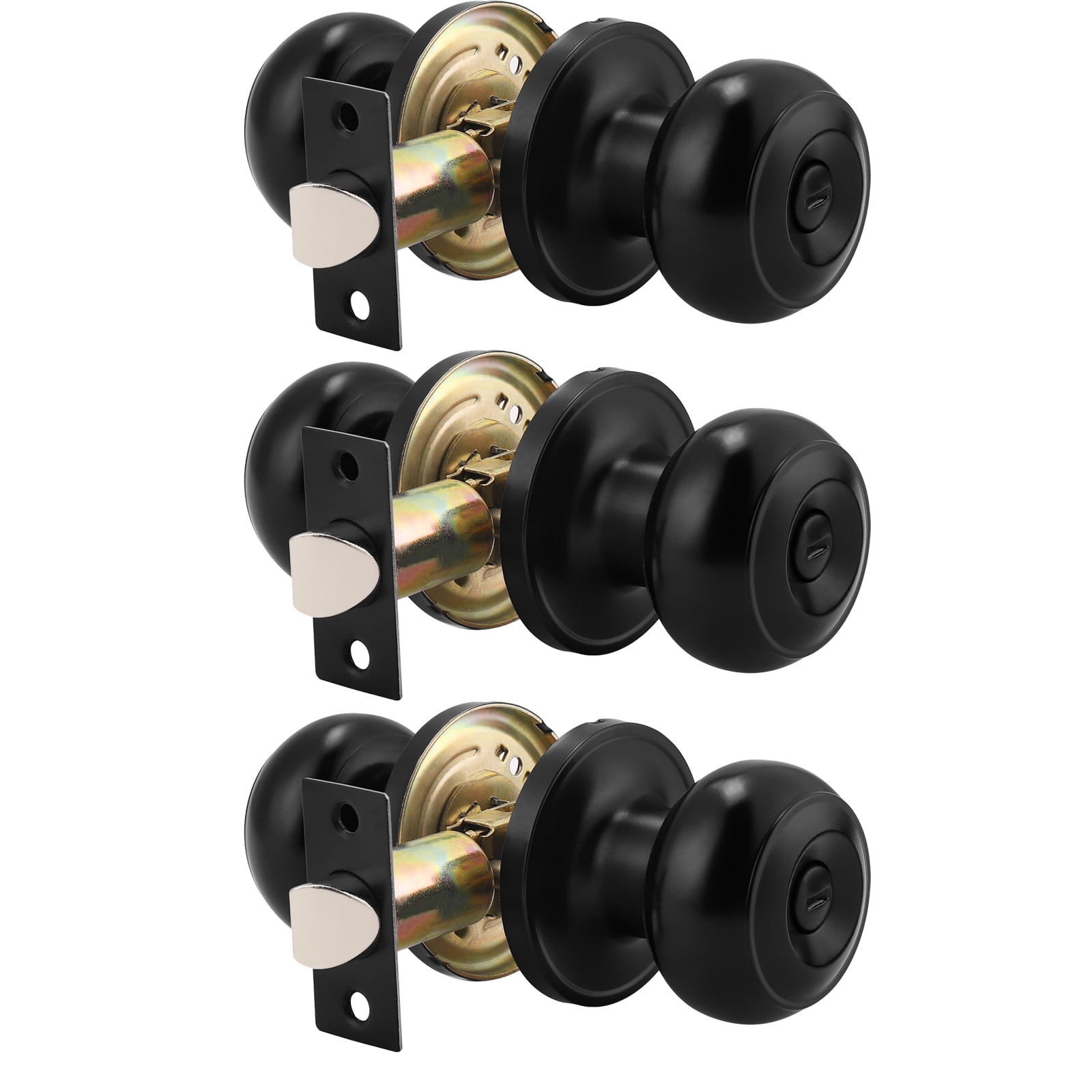 Knobelite (3 Pack) Round Privacy Door Knob(Thumb Turn Lock on The ...