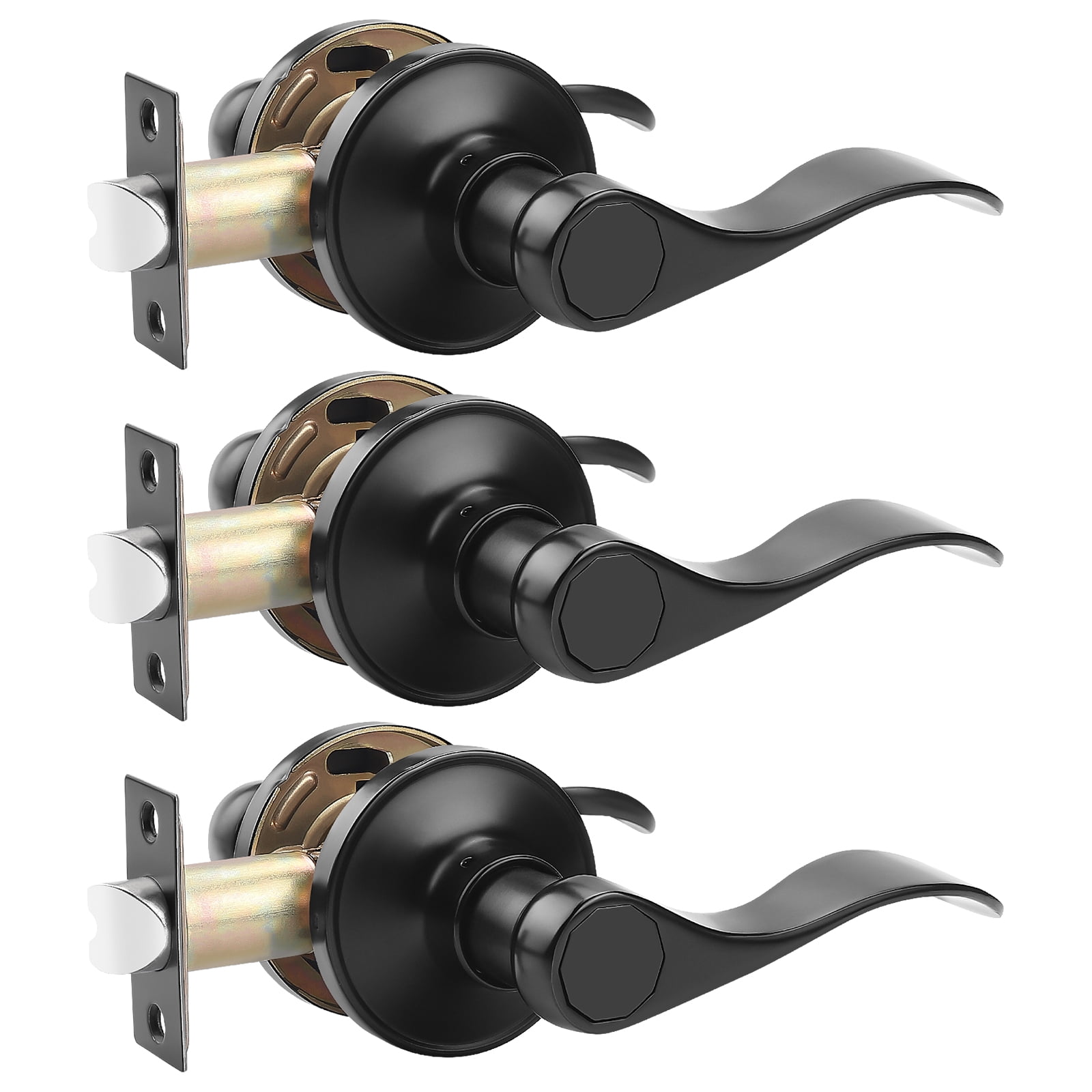 Knobelite (3 Packs) Passage Door Lever [Non-Locking Lever Set], Non ...