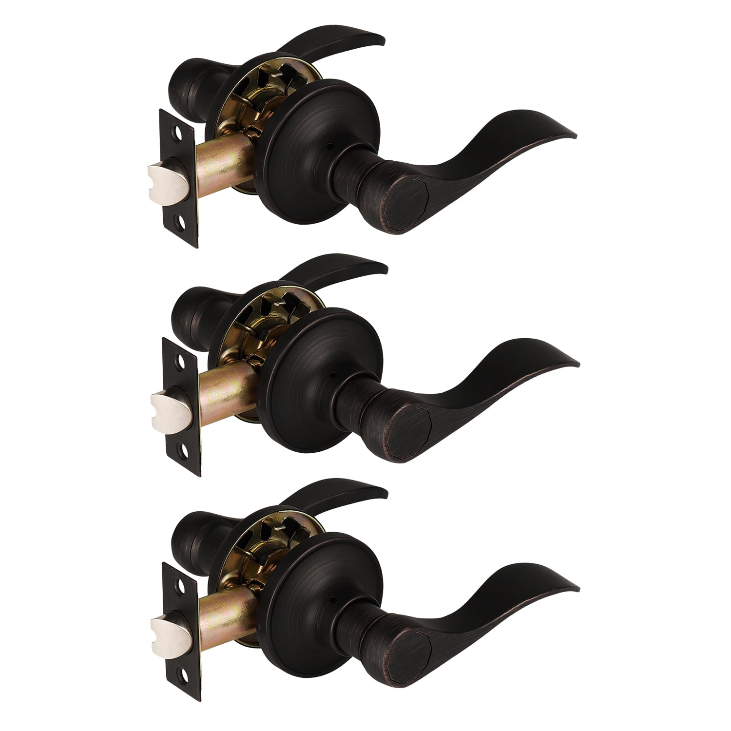 Knobelite (3 Packs) Passage Door Lever [Non-Locking Lever Set], Non ...