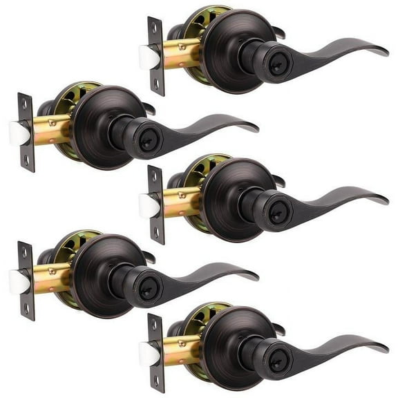 Right Hand Helios Lever Dummy Pair with Square Rose, Oil Rubbed Bronze ...