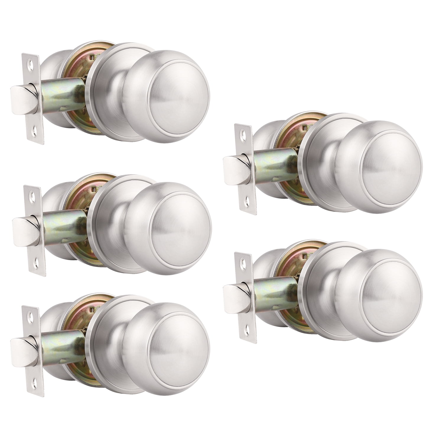 Knobelite (5 Pack) Round Passage Door Knob(Non-Locking Knobs), Keyless ...