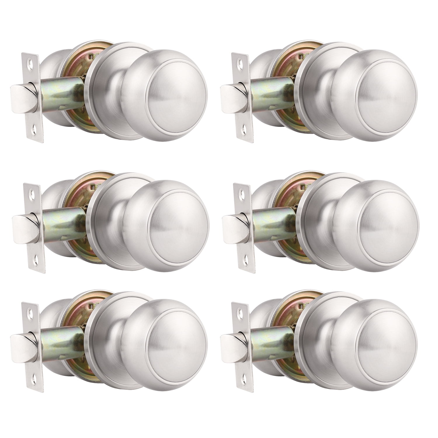 Knobelite (6 Pack) Round Passage Door Knob(Non-Locking Knobs), Keyless ...