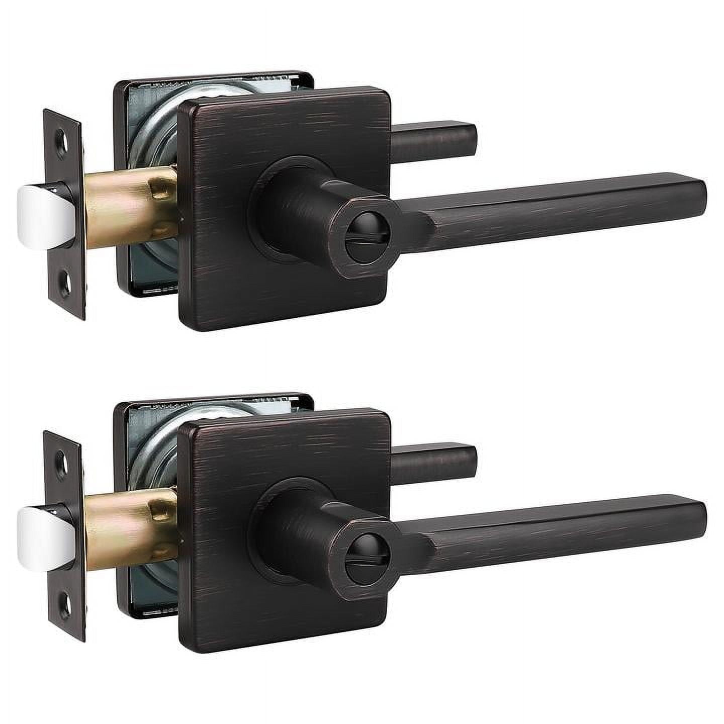 Knobelite Door Lever Handle (Pack of 2) Slim Square Privacy Bed/Bath ...
