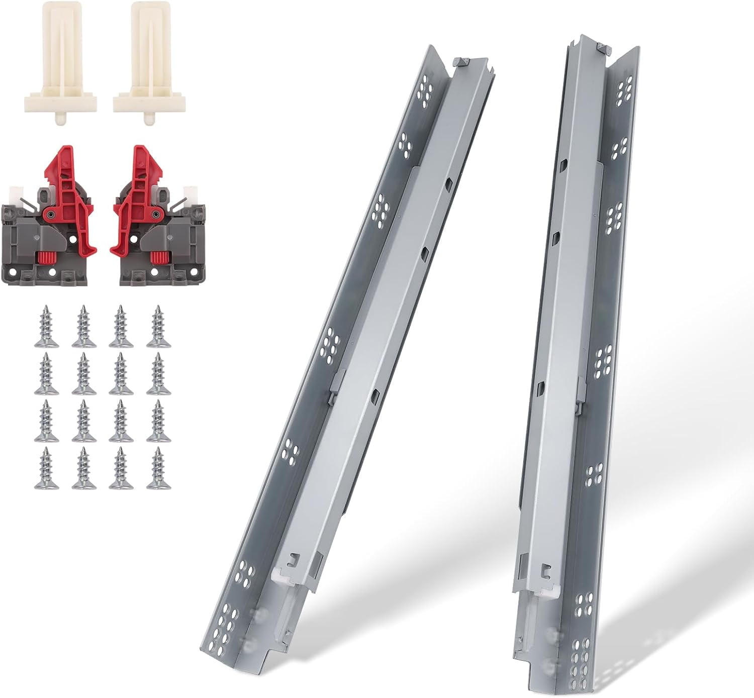 Knobonly 2 Pair 18" Soft Close Drawer Slides, Zinc Plated Under Mount ...