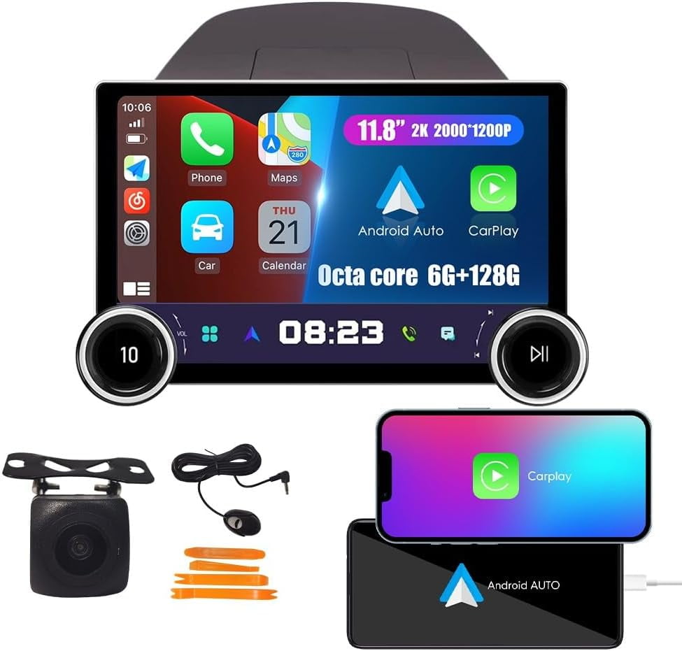 Knobs CarPlay/Android Auto Autoradio Android AM/FM Radio Car Navigation ...