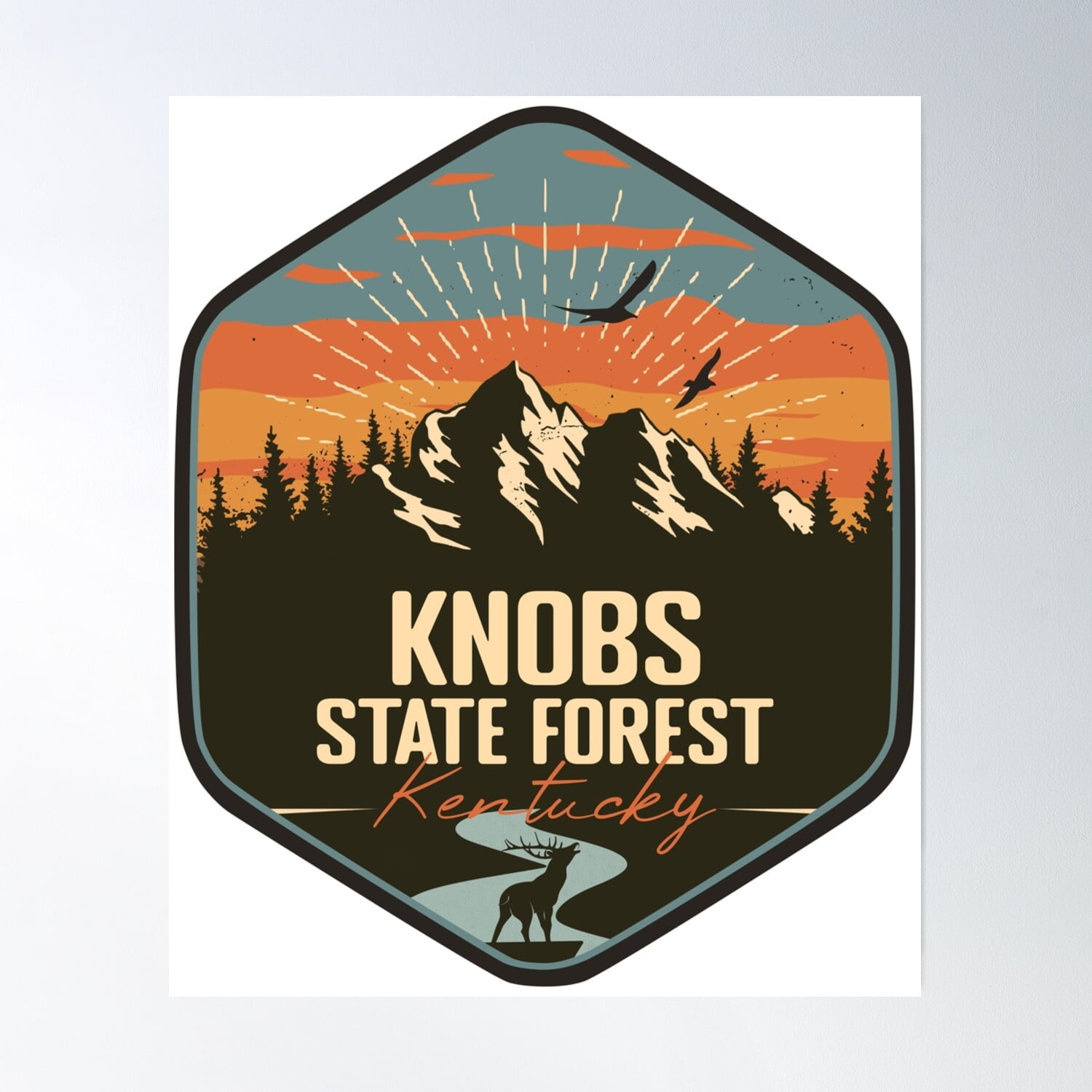 Knobs State Forest Kentucky - Ky Retro Souvenir Badge Poster Wall Art ...