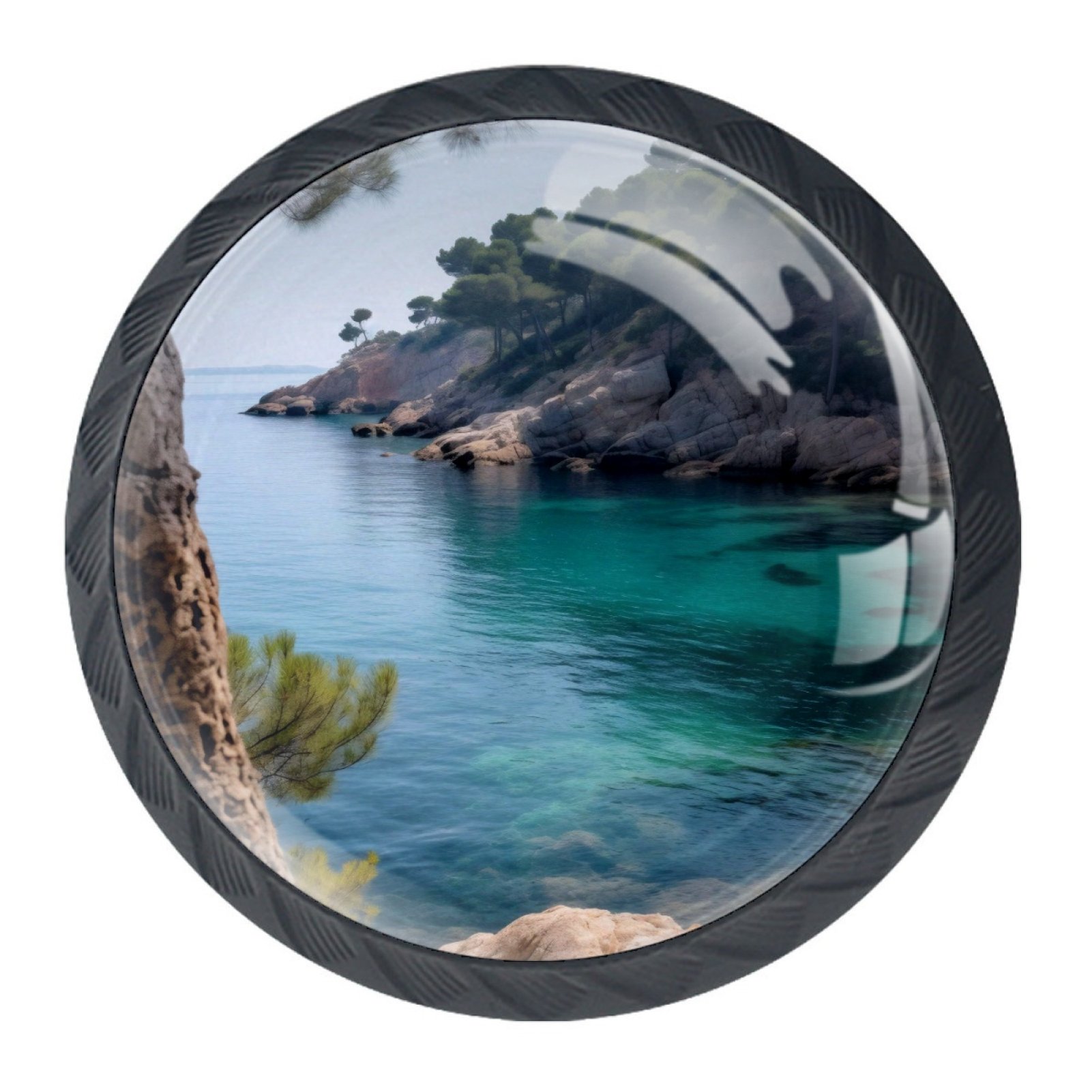 Knobs for Cabinets and Drawers,Green Mountain Lake Scenery Bathroom ...