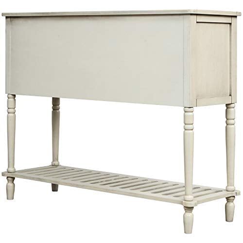 Knocbel 42 Inch Antique Console Table with Glass Doors, Drawers and ...
