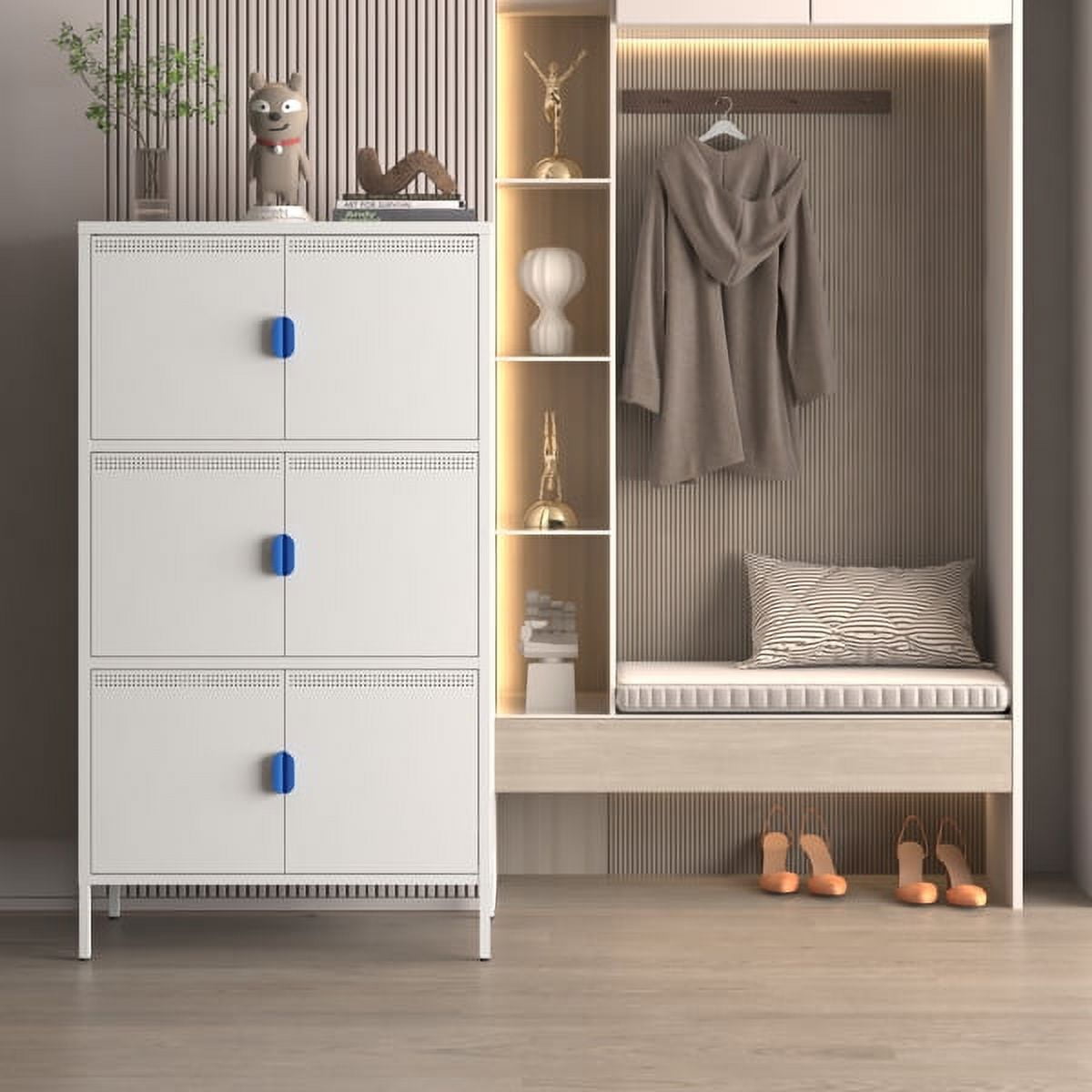 Knocbel 6 Doors Metal Functional Accent Storage Cabinet Free Standing Sideboard with Non slip Feet and Adjustable Shelves for Office Home School Garage 31.49 W x 15.74 D x 56.53 H Green Walmart