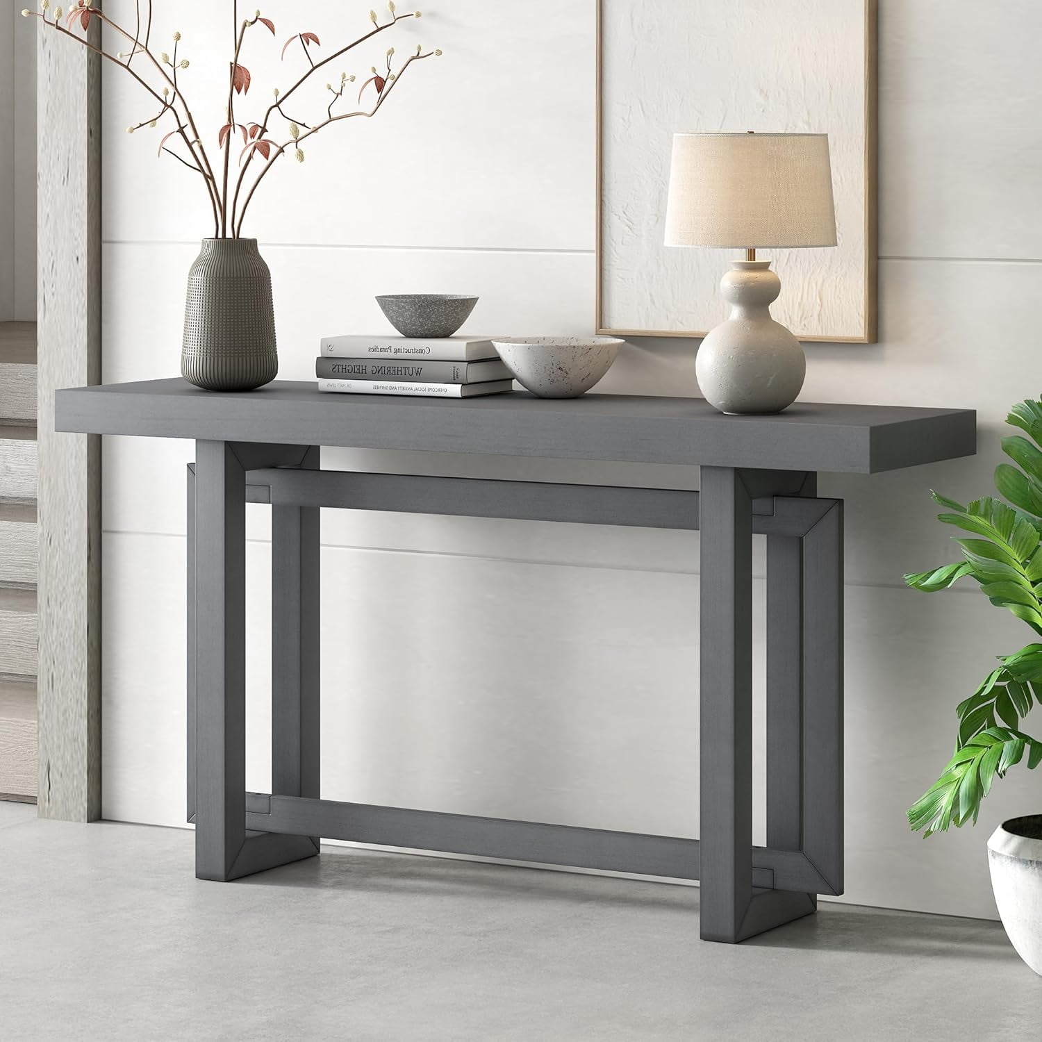 Knocbel Contemporary Console Table with Industrial-Inspired Concrete ...
