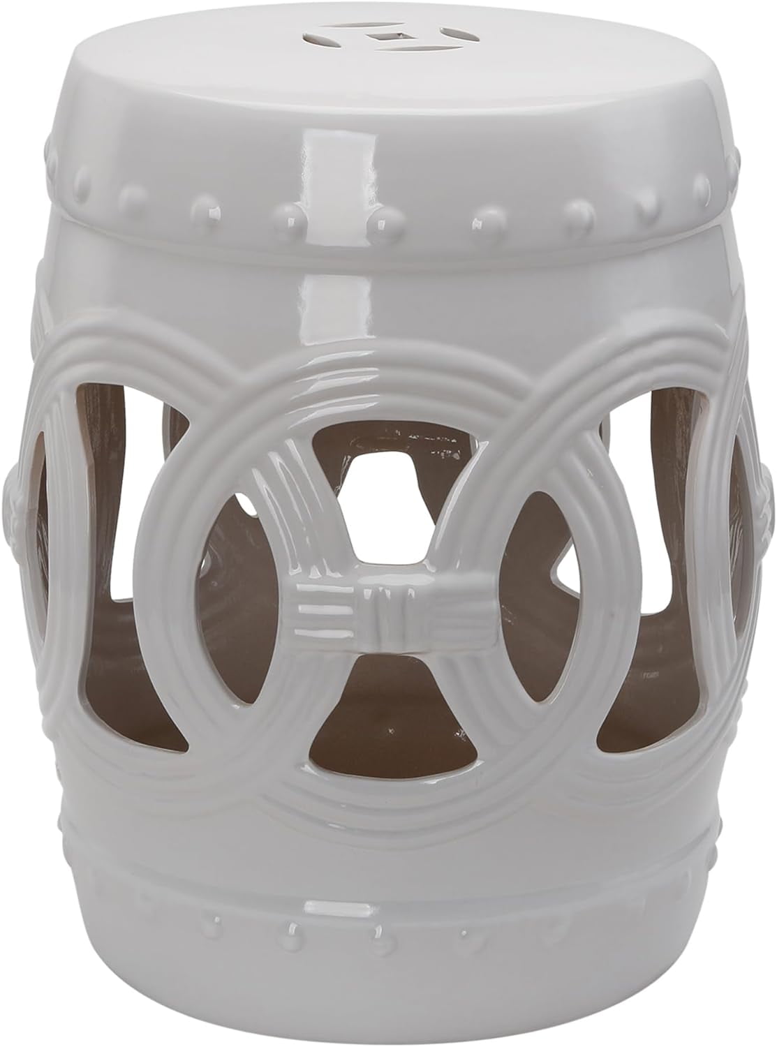 Knocbel Decorative Ceramic Garden Stool, Woven Lattice Design Side ...