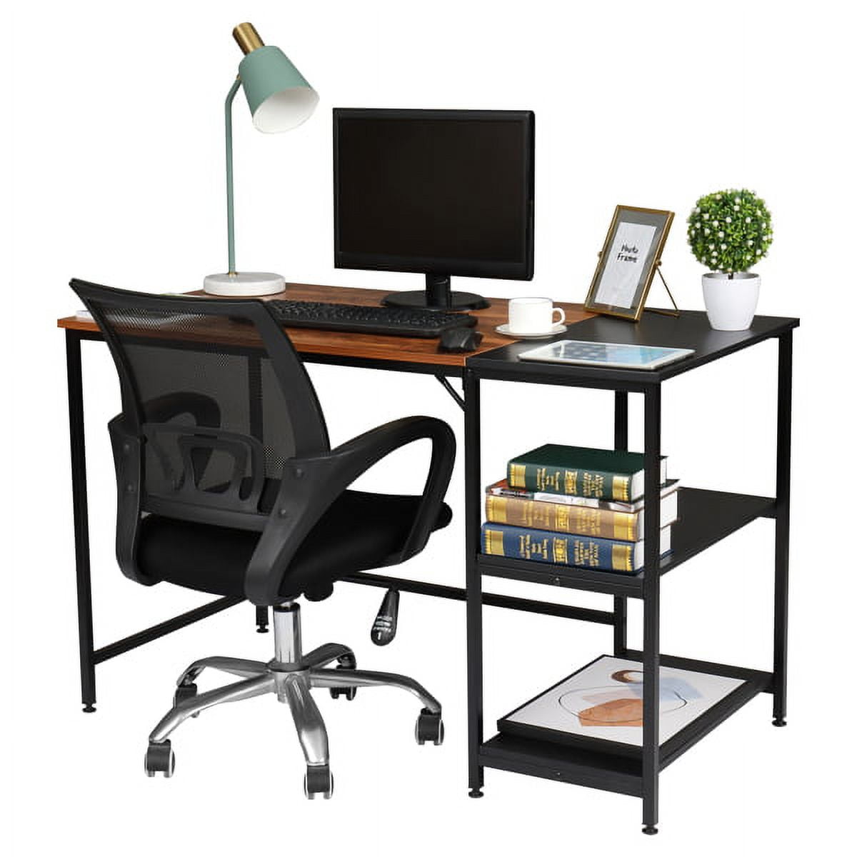 Knocbel Industrial Style Functional Computer Desk with Two-layer ...