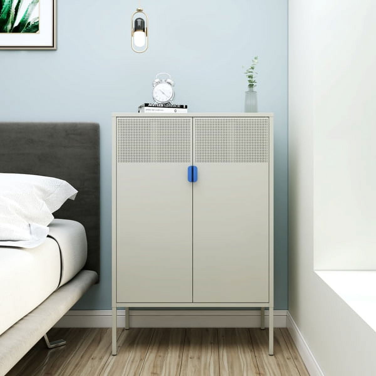 Knocbel Large Metal Accent Storage Locker Cabinet 2-Door Free Standing ...