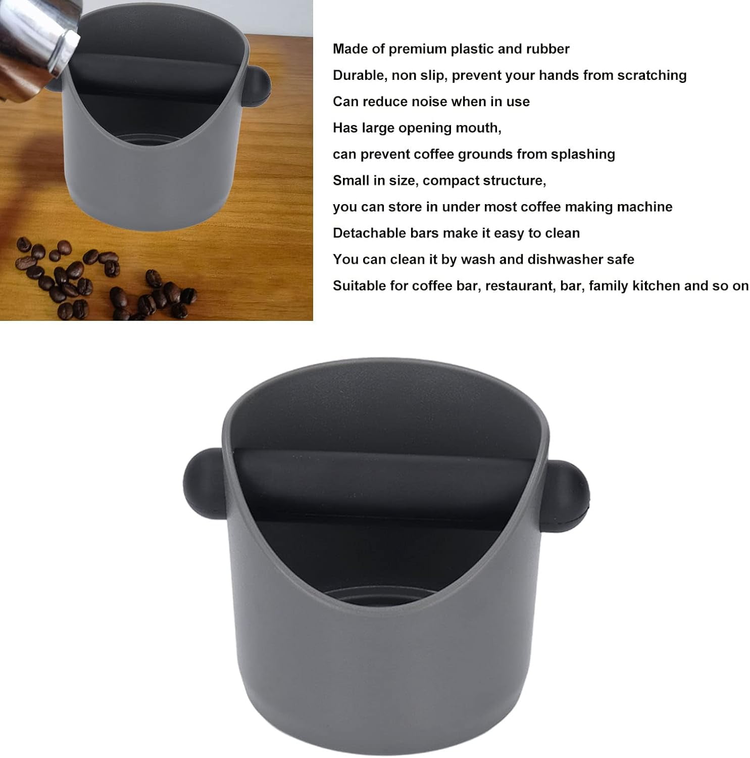 Knock Box Espresso, Reduce Noise Rubber Coffee Grind Trash Bin, Compact ...