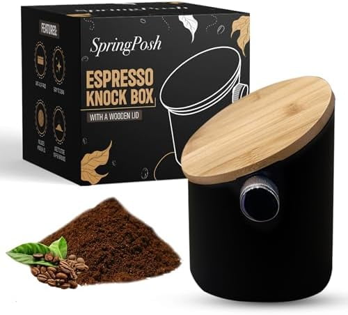 Knock Box with Premium Maple Wood Lid for Coffee & Espresso Grounds ...