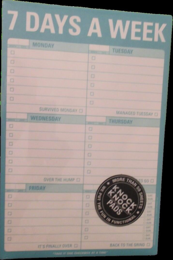 Knock Knock 7 Days A Week Checklist Notepad Weekly Planner Tasks Tablet ...