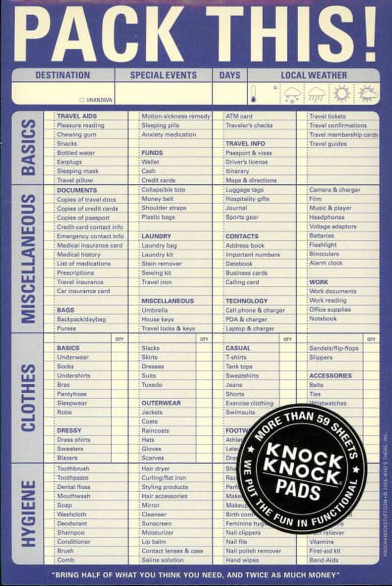 Knock Knock Pack This! Pad - Walmart.com