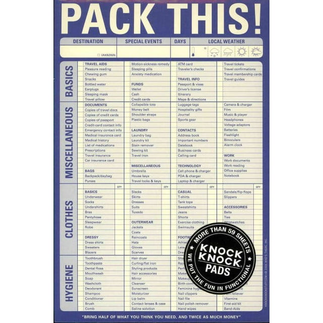 Knock Knock Pack This! Pad - Walmart.com