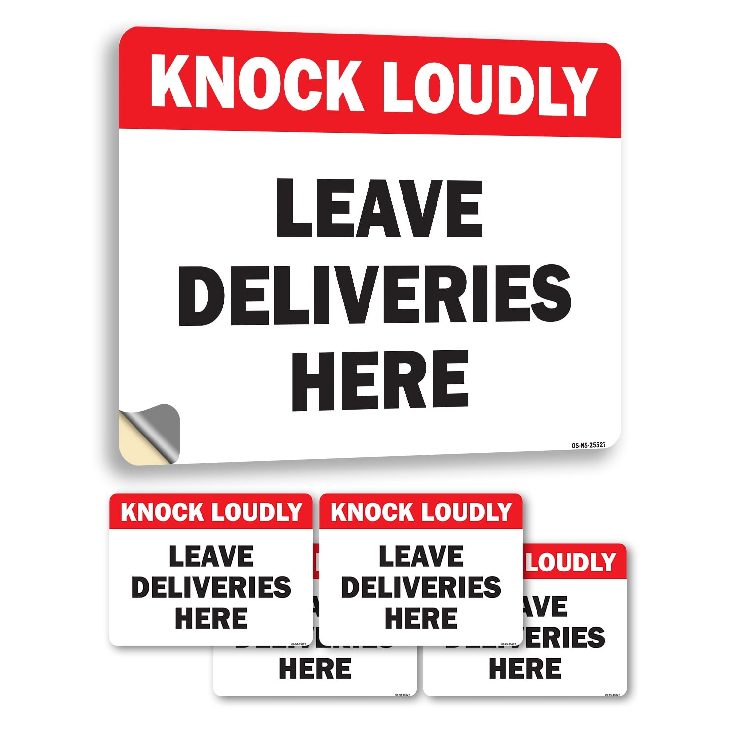 Knock Loudly Leave Deliveries Here Public Safety Vinyl Decal Label 10 ...