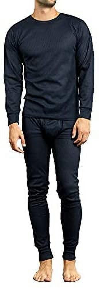 Knocker Men's 2-Piece Long Johns Thermal Underwear Pajama Set (Navy, XL ...