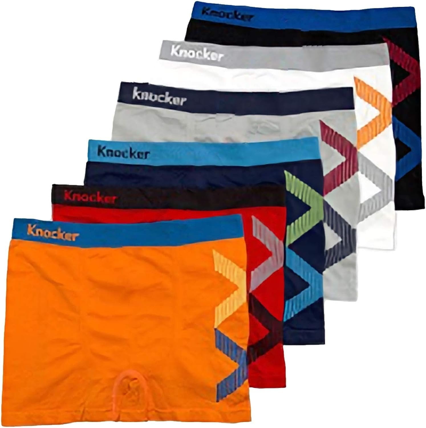 Knocker Men's Seamless Boxer Brief Stretchable Underwear 6-pcs Set ...