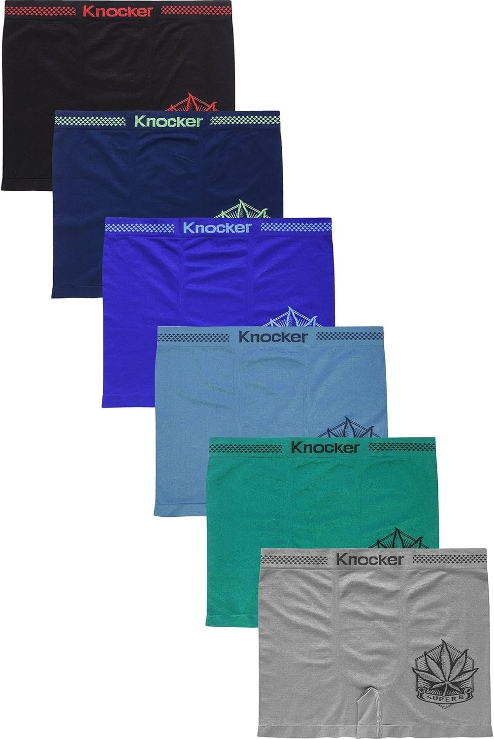 Knocker Men's Seamless Boxer Brief Stretchable Underwear 6-pcs Set ...
