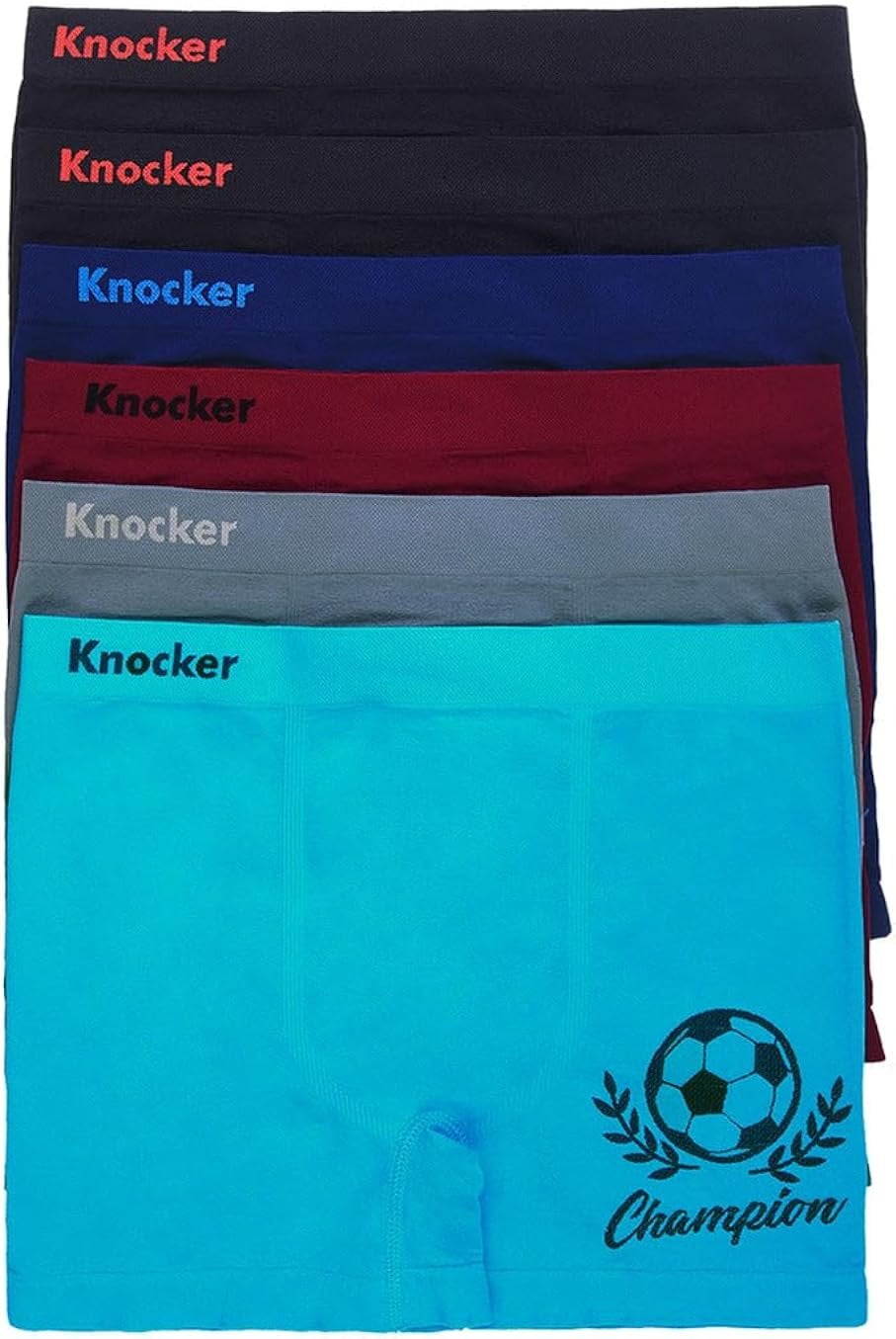 Knocker Men's Seamless Boxer Brief Stretchable Underwear 6-pcs Set, Assorted Colors MS063 ...