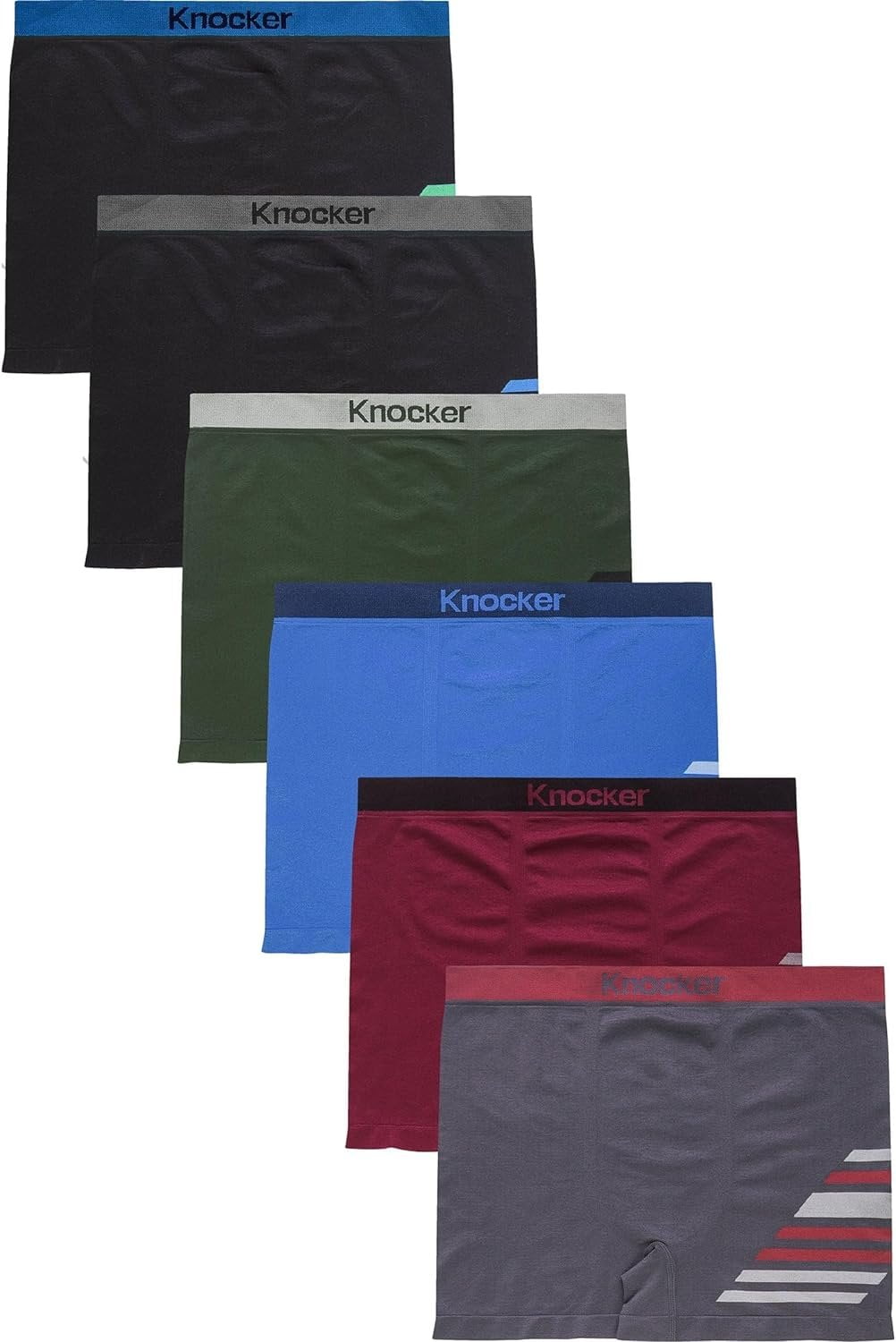 Knocker Mens Seamless Nylon Boxer Brief Underwear 6-Pack One Size ...