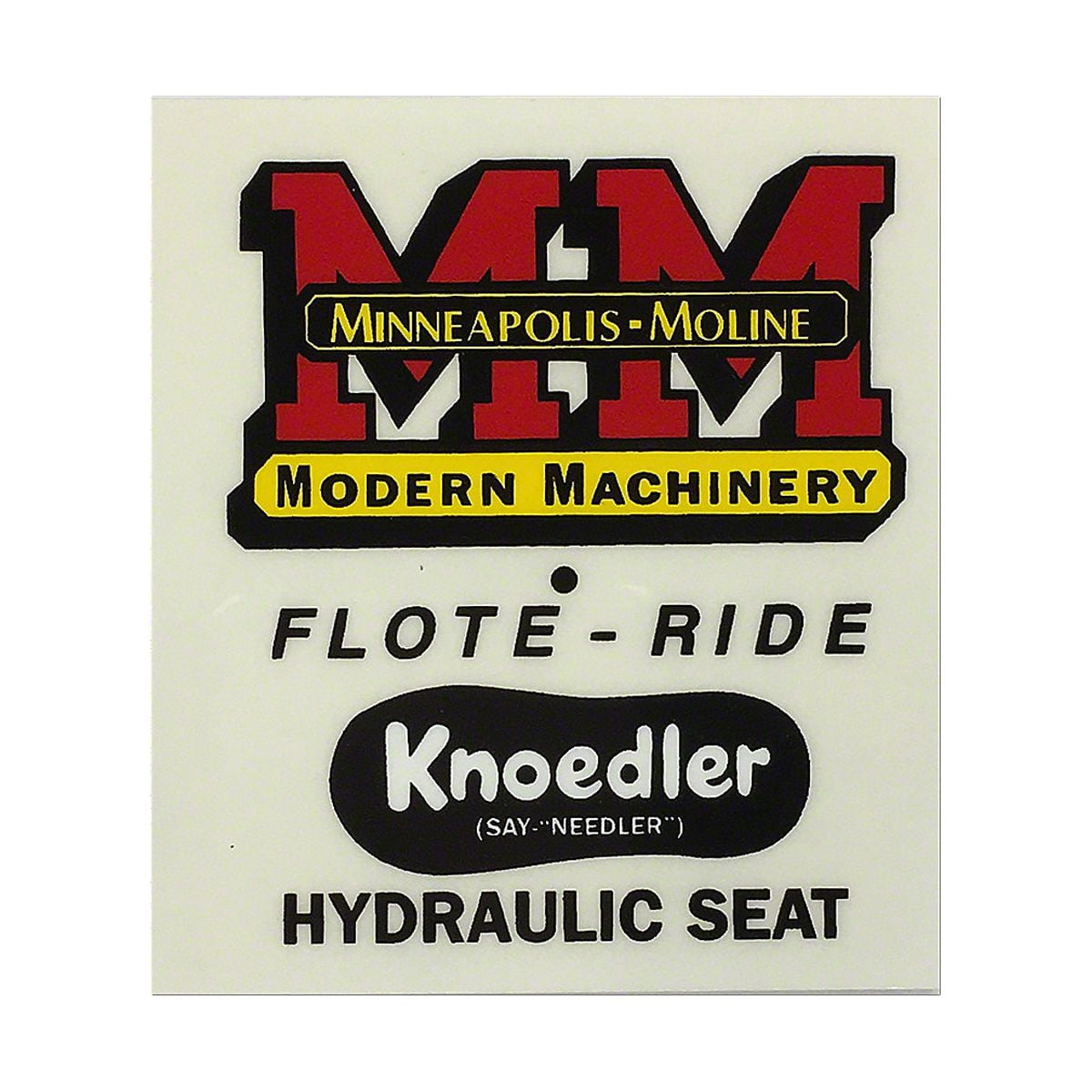 Knoedler Float Ride Seat Decal Fits Minneapolis Moline Tractor 10A2436 ...
