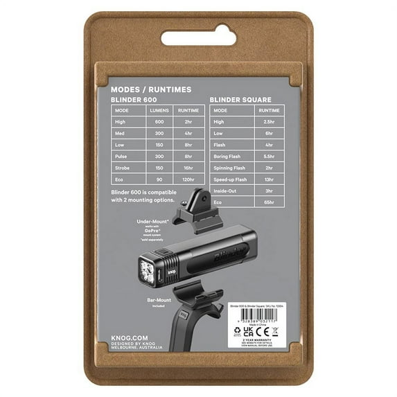 Knog Blinder 600/ Blinder V Light, Front and Rear, Black, Set - Walmart.com