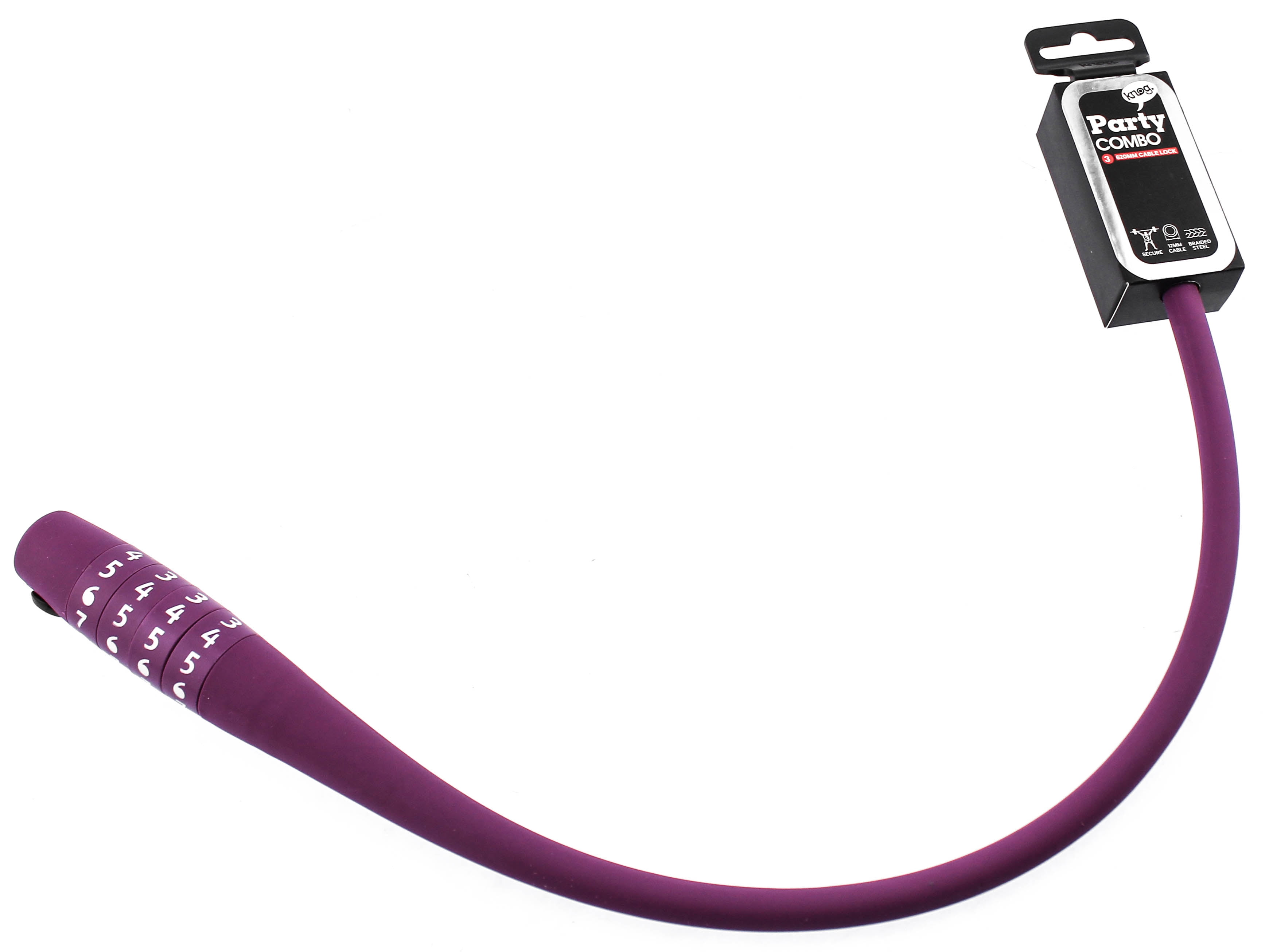 Knog Party Combo 620mm Combination Bike Lock Braided Steel Grape Purple ...