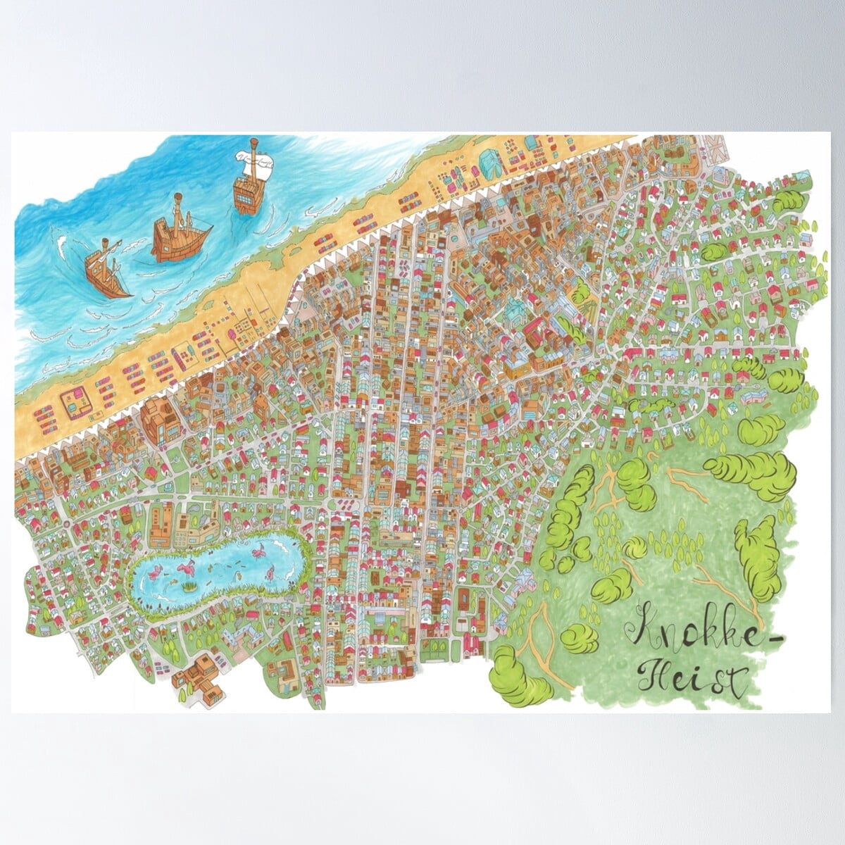 Knokke Heist City Map Poster Wall Art, Modern Wall Decor For Living ...