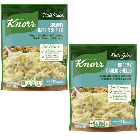 Knorr, (2PACK) Creamy Garlic Shells Pasta Sides No Artificial Flavors ...