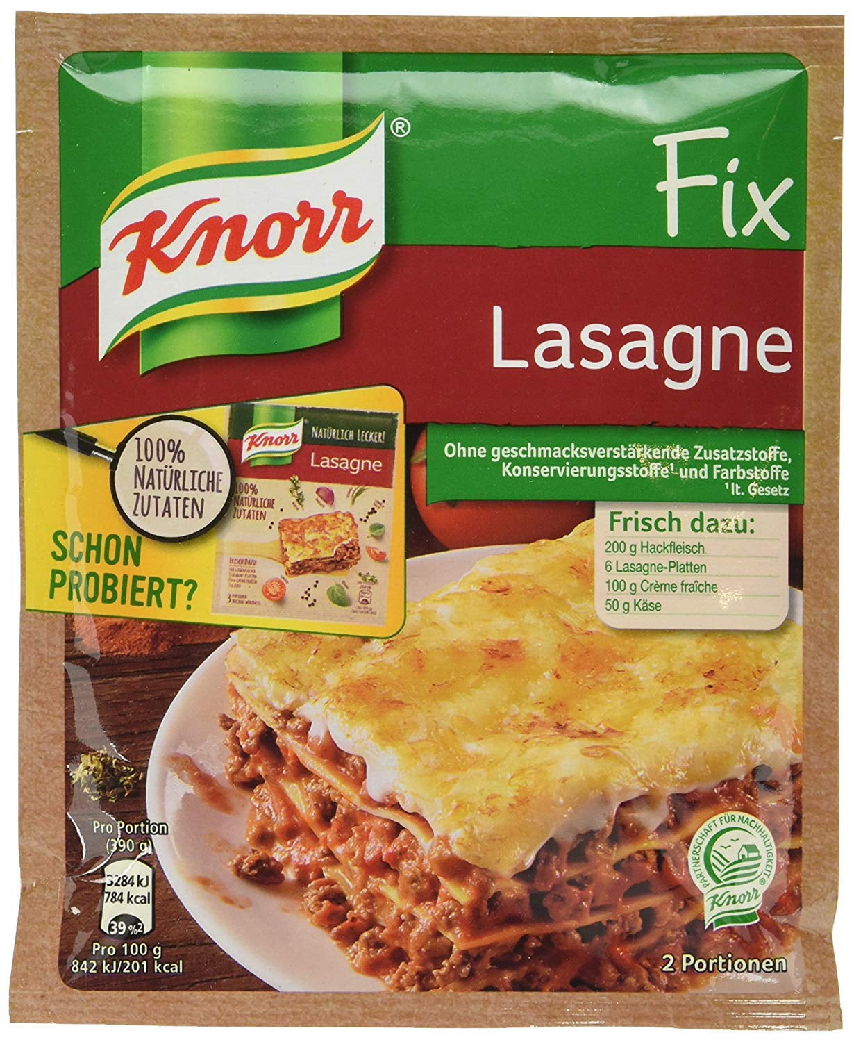 Knorr Fix lasagne (Lasagne MMF7 al forno) (Pack of 4) - Walmart.com