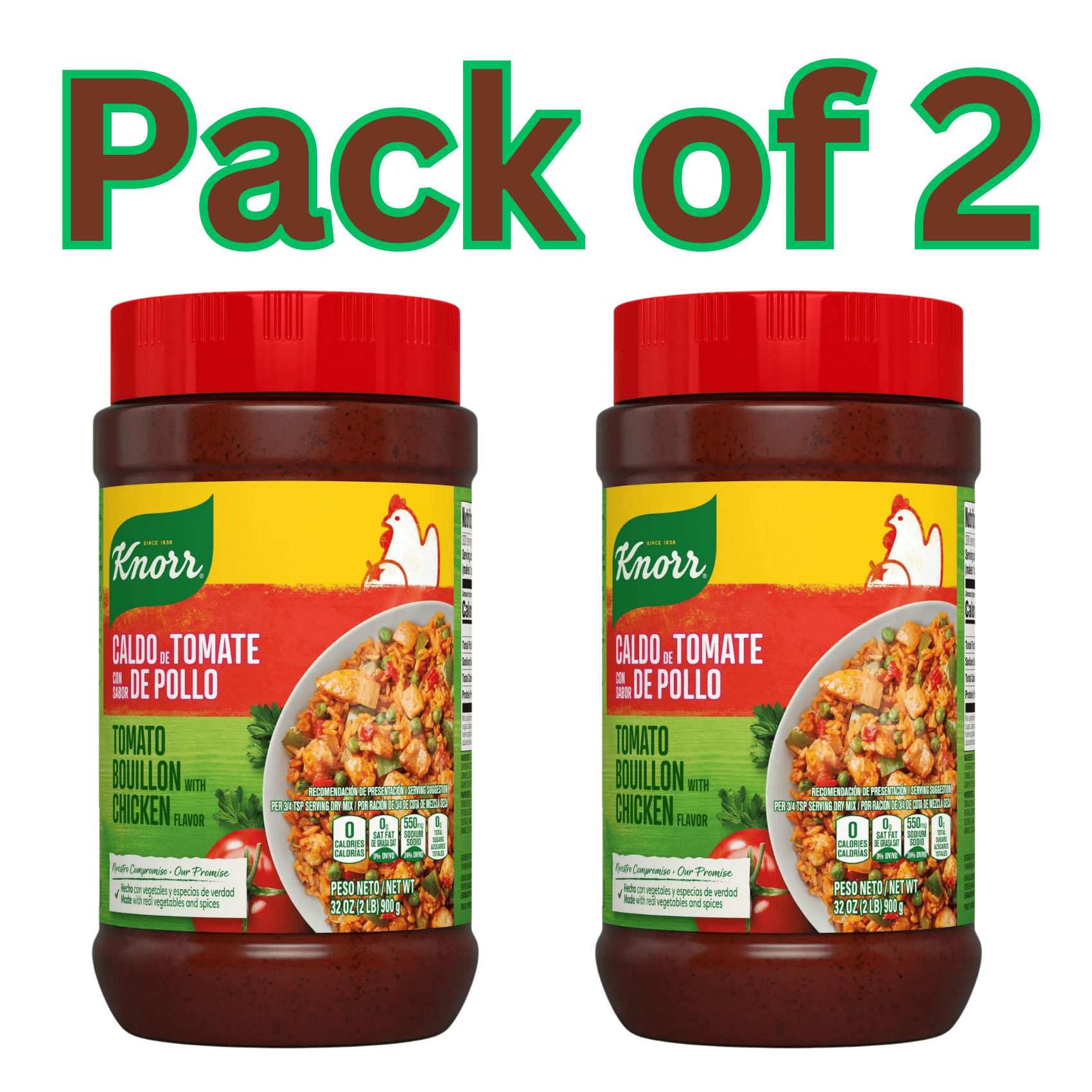 Knorr Granulated Chicken Flavor Bouillon, 32 oz (Pack of 2) - Rich ...