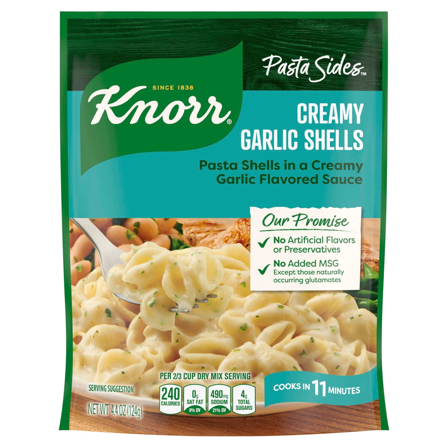 Knorr Italian Sides Creamy Garlic Shells Pouch 4.4 oz - Walmart.com