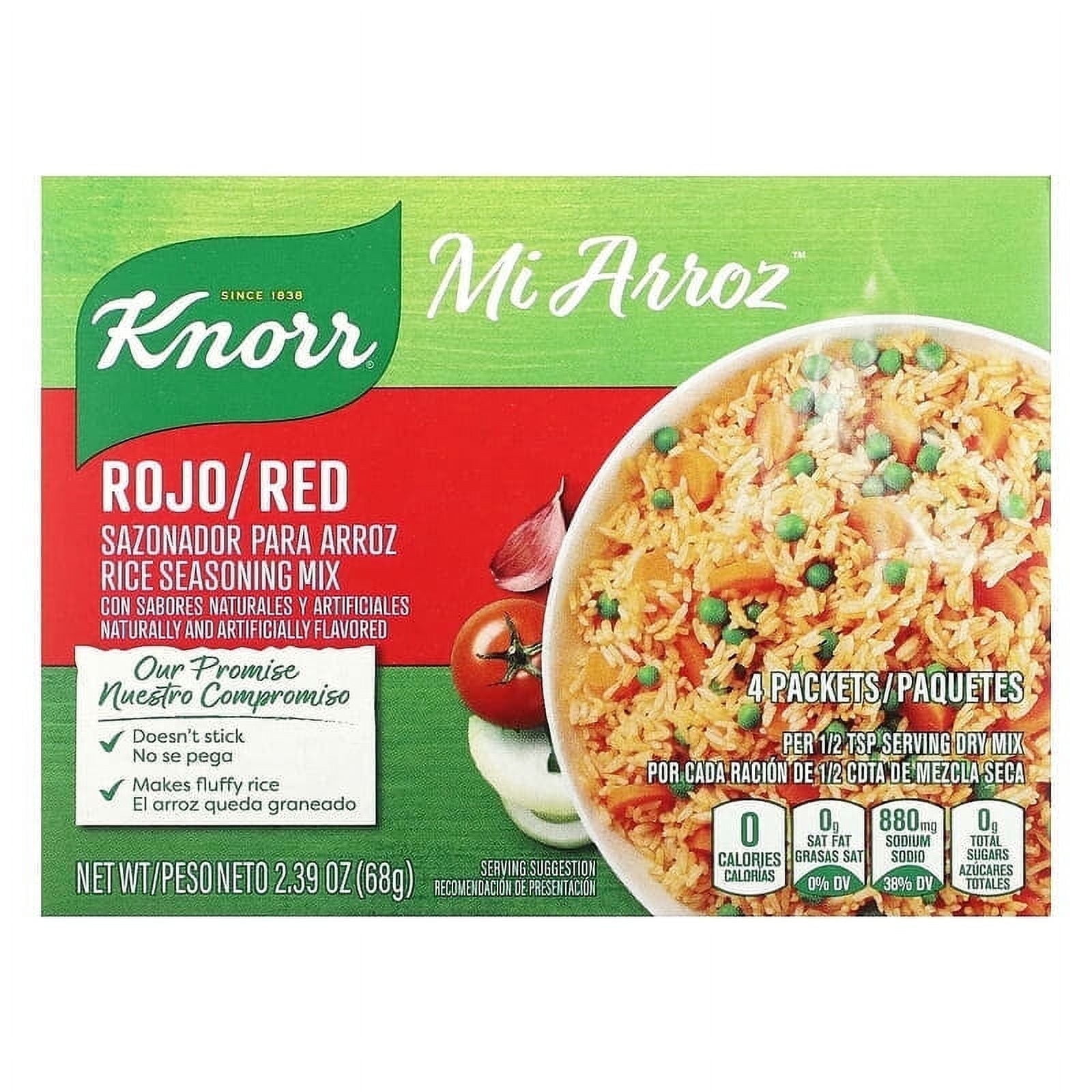 Knorr, Mi Arroz Rice Seasoning Mix, Red, 4 Packets, 2.39 oz, Pack of 2 ...