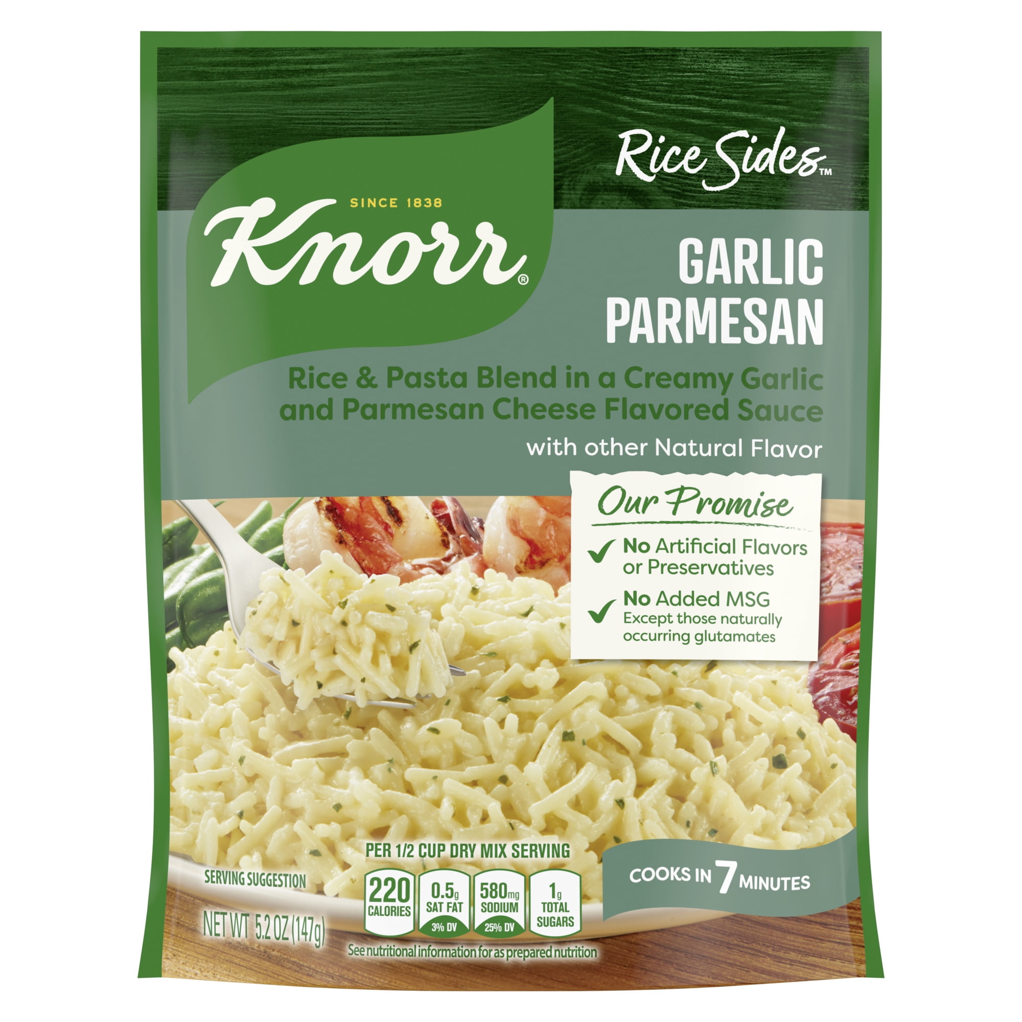 Knorr Rice Sides, Garlic Parmesan Cheese Flavor, No Artificial Flavors ...